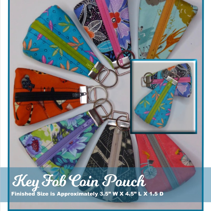 Small Zippered Pouch Key Fob - Etsy UK