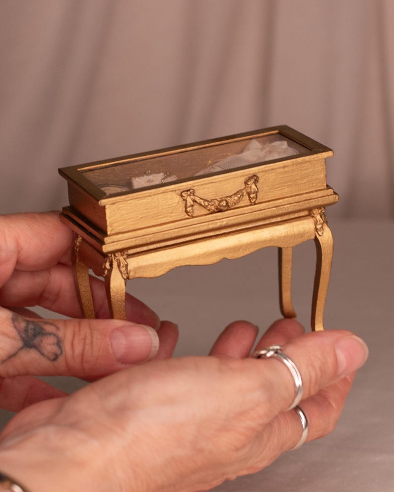 Miniature Gold Display Counter 1:12 | Vintage Dollhouse Cabinet | OOAK ...