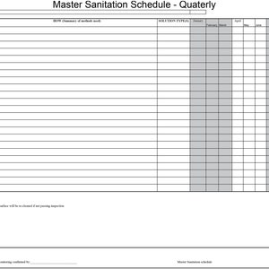 Food Safety Program Master Sanitation Schedule - Quaterly - Etsy