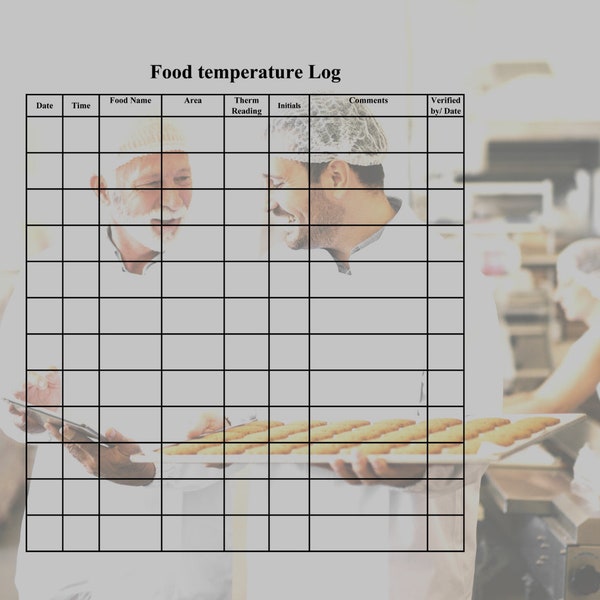 Food Temperature Log - Etsy