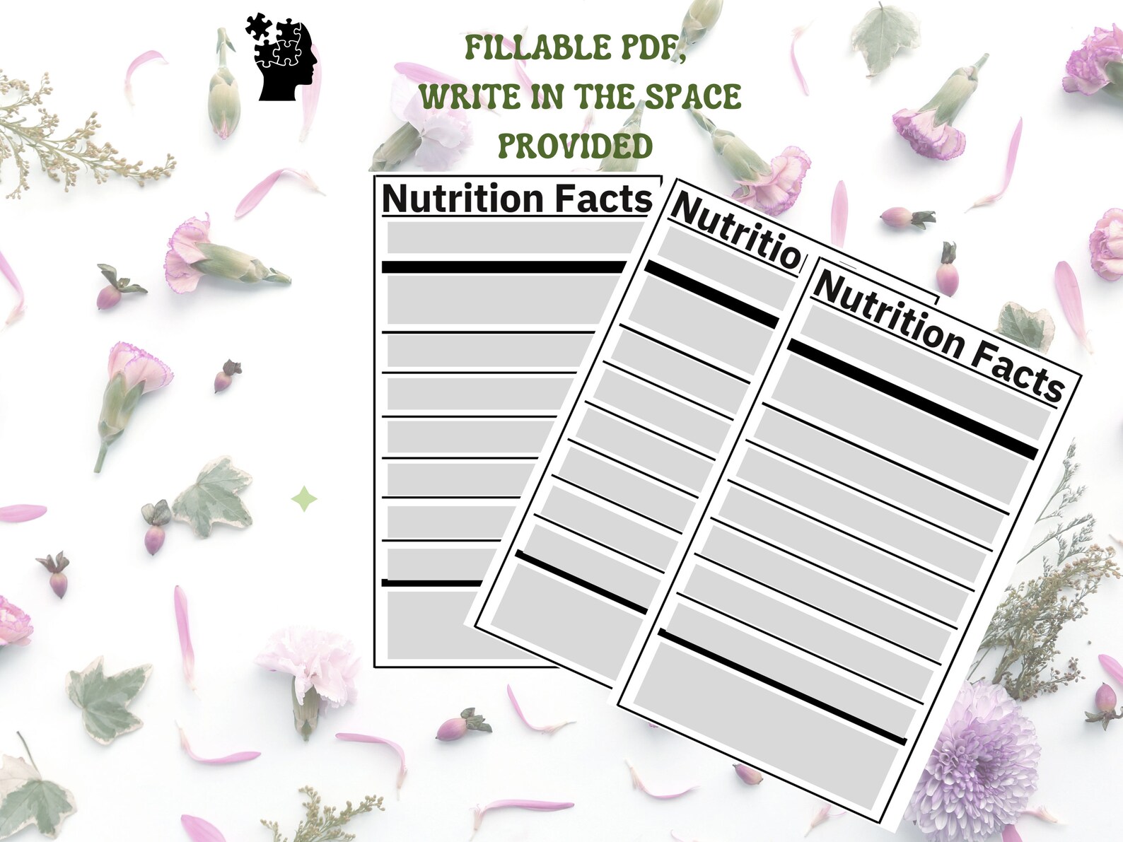 Nutrition Facts BLANK Template Fillable PDF Standard Format for ...