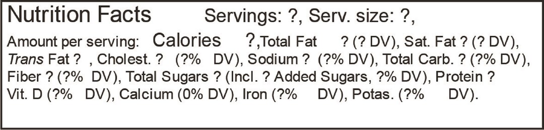 FDA Nutrition Facts Label for Food Packaging Compact Format Template - Etsy