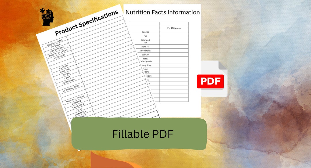 Food Safety Program: Product Specifications Fillable Template - Etsy