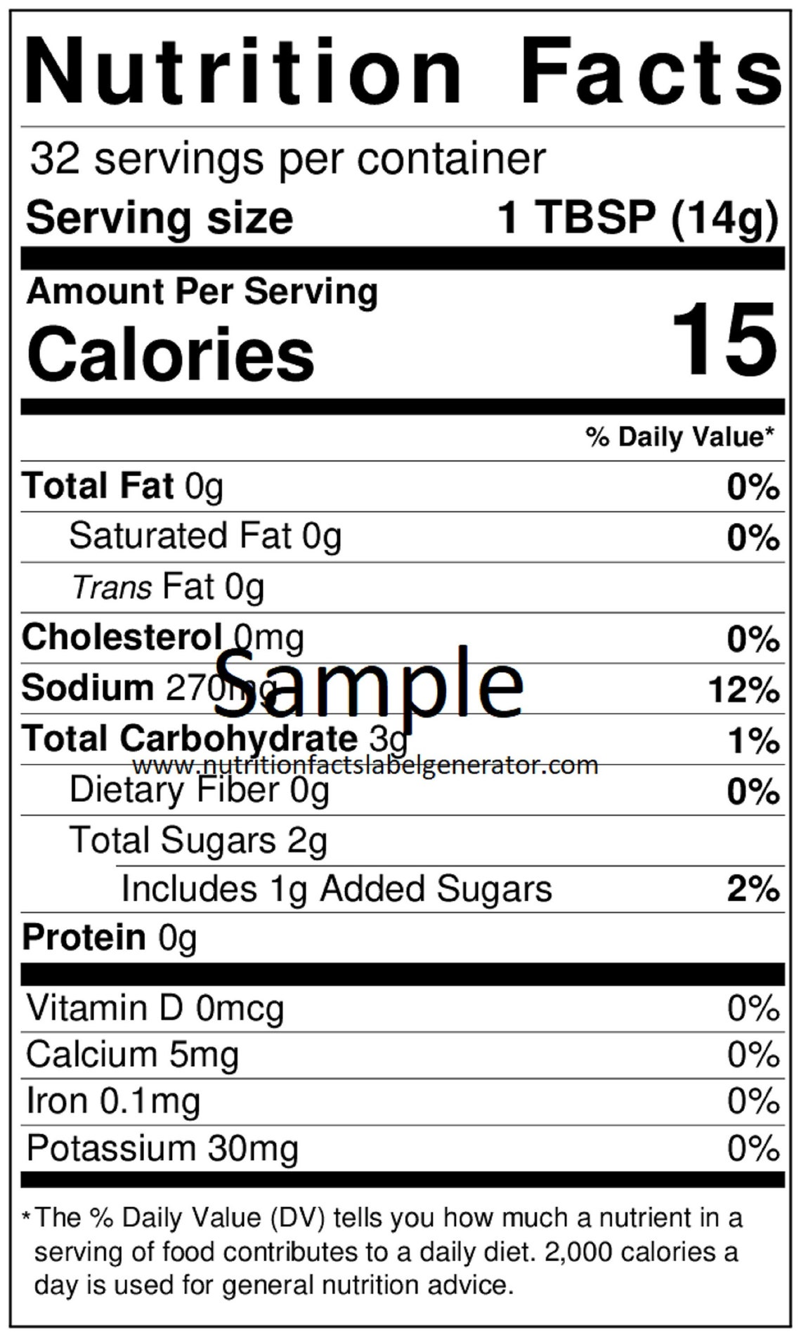 Nutrition Facts Standard Format Template FDA Nutrition Facts Label for ...