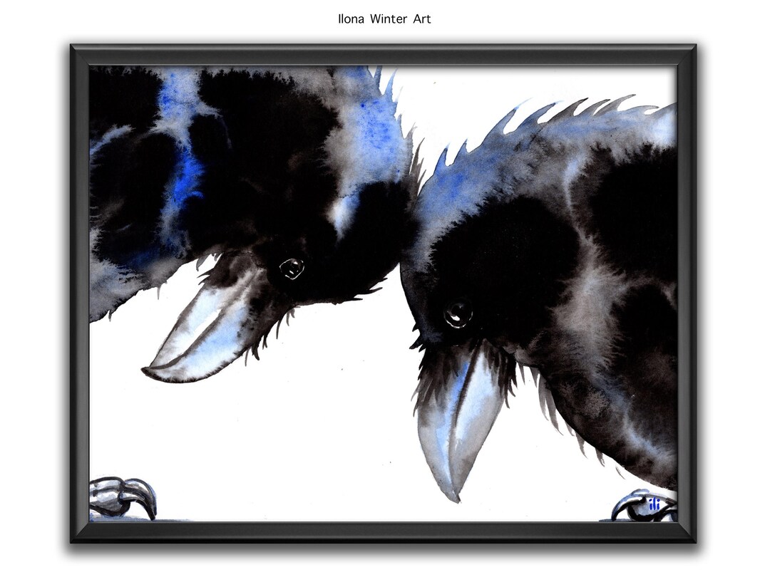Watercolour Print From Original Painting "deep Connection", Two Crows ...