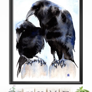 Watercolour Crows Couple Birds Painting "let Me Care for You" Limited ...