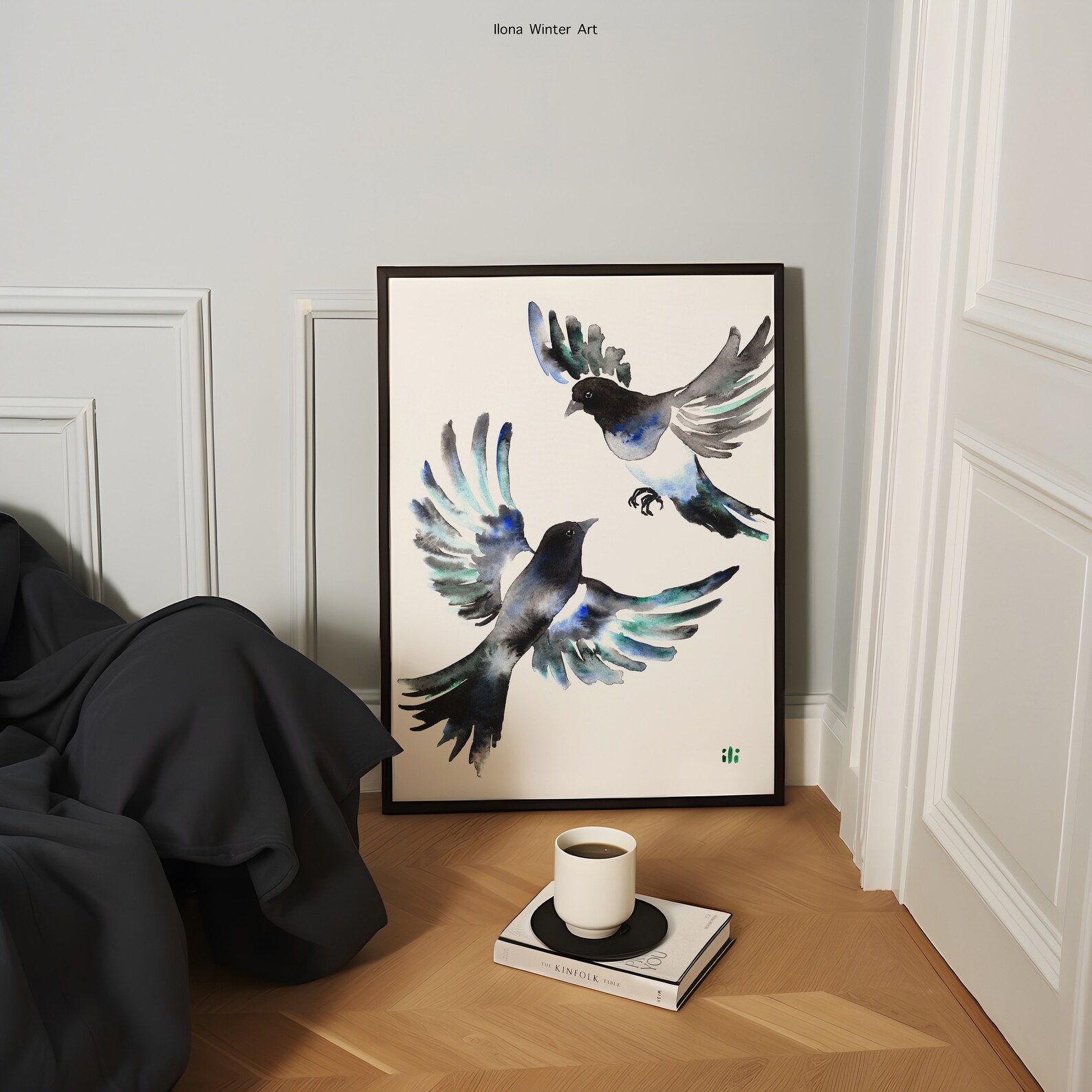 Personalised Two Flying Magpies Watercolour Painting Print "two for Joy ...