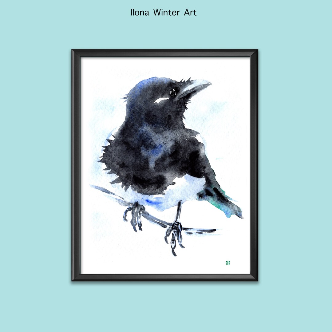 Personalised Magpie Watercolour Painting Print From Original by Ilona ...