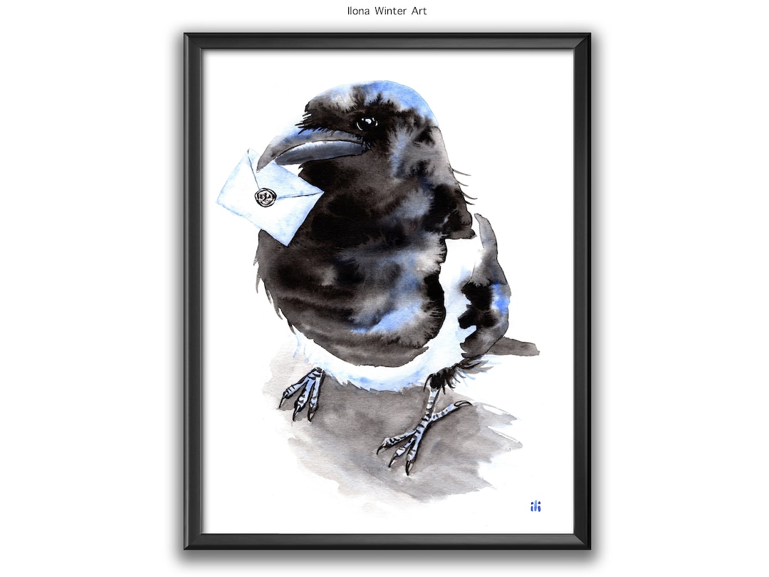 Personalised Magpie Watercolour Painting Print, Messenger From Original ...