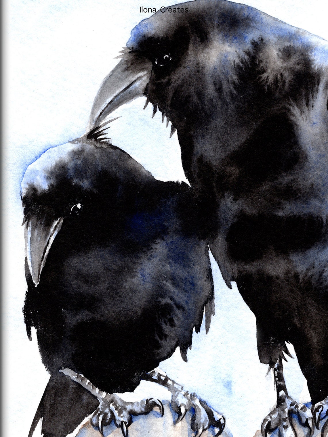 Watercolour Crows Couple Birds Painting let Me Care for - Etsy