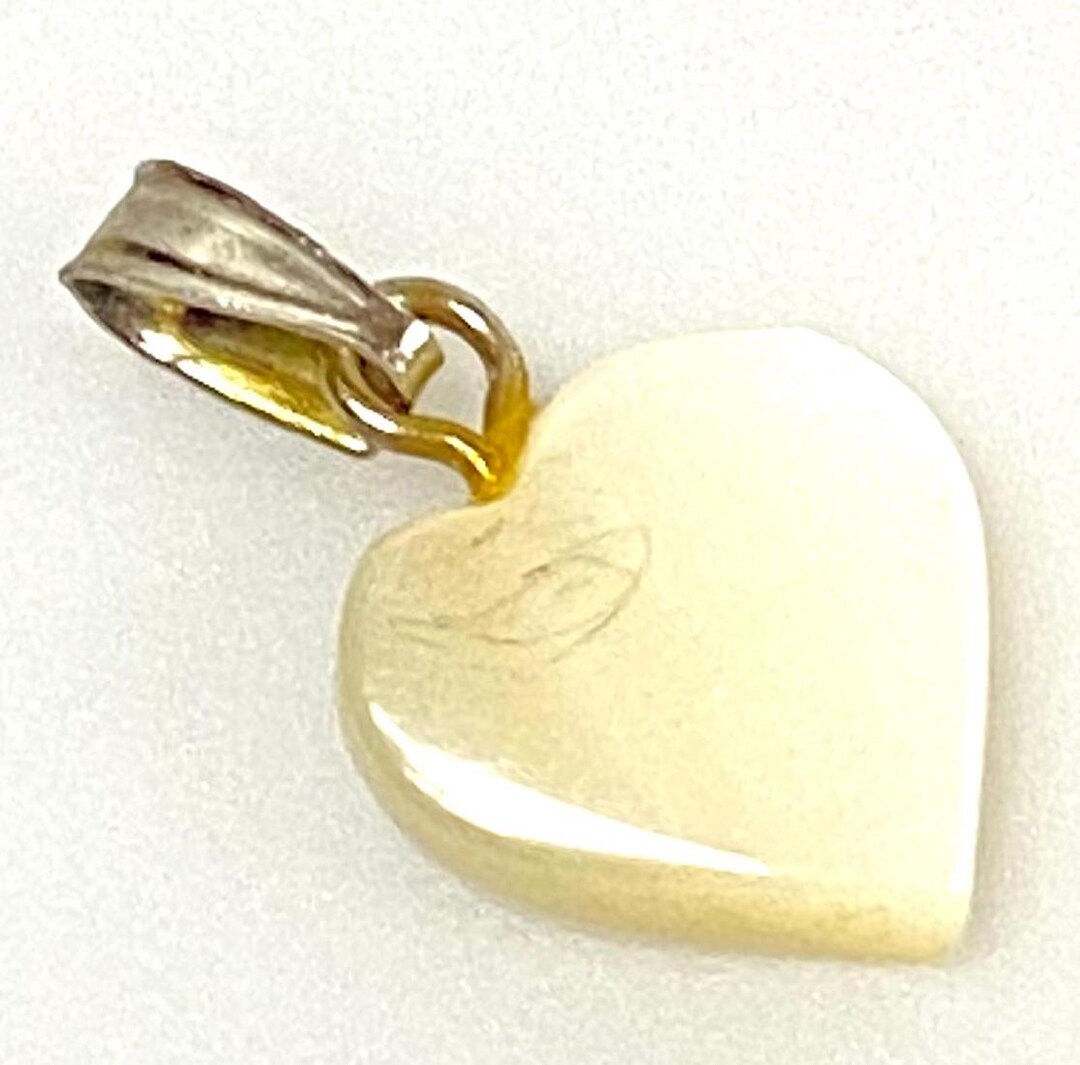 U755 Vintage Sterling Silver Mother of Pearl Abalone Cute Heart Charm ...