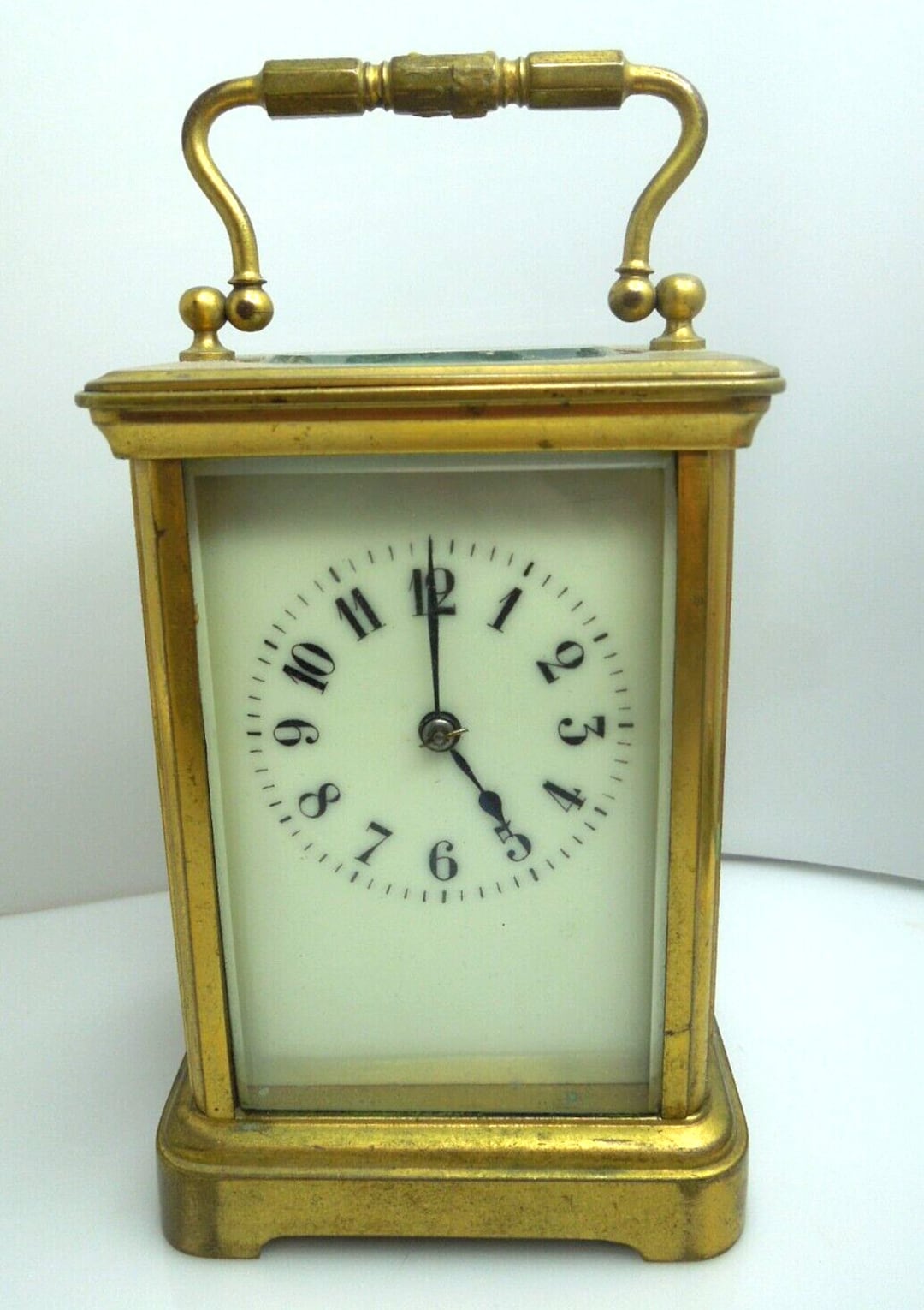 T140 Antique Victorian Quality Brass and Glass Carriage Clock With Key ...