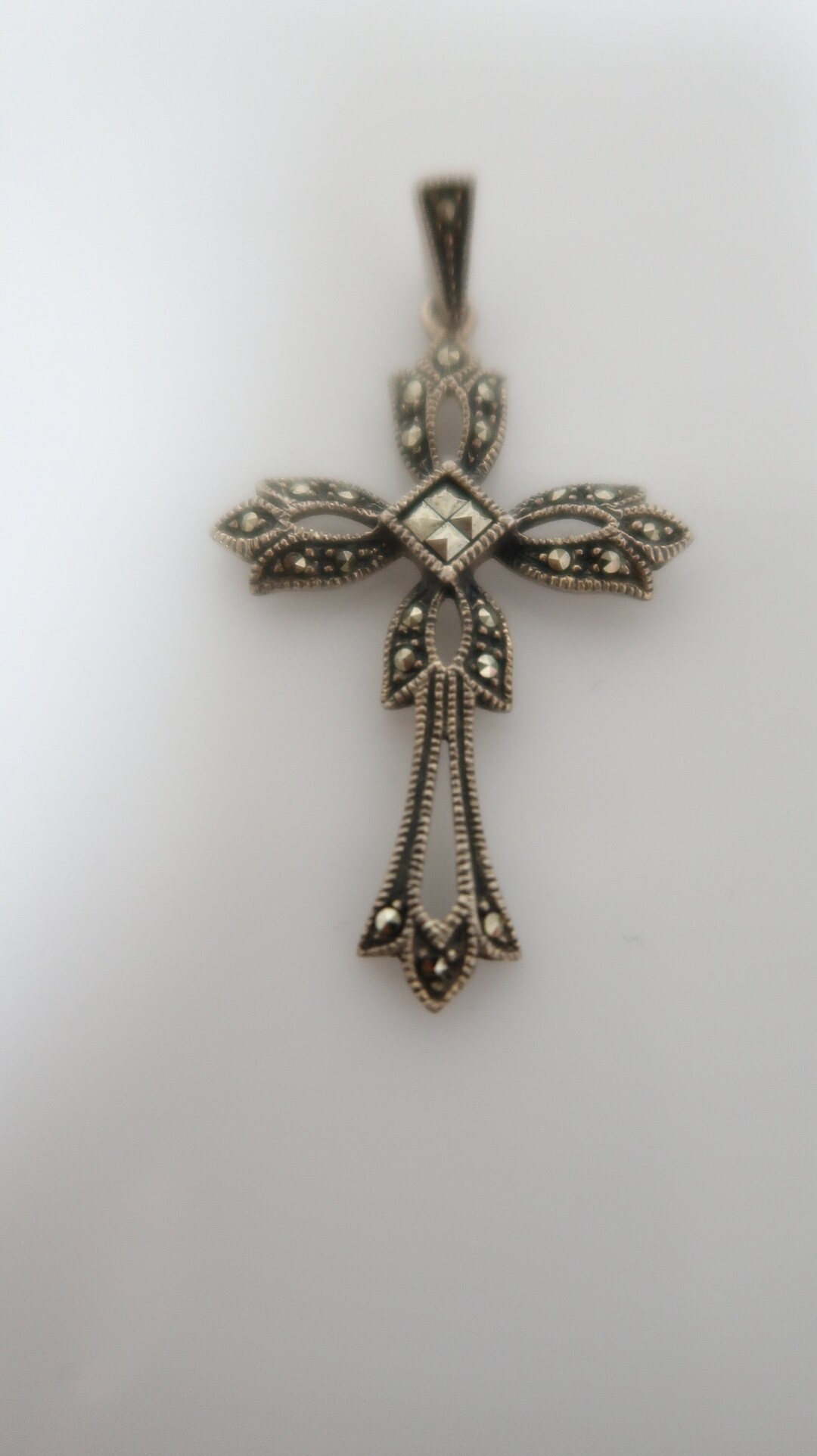 T456 Sterling Silver Marcasite Cross Pendant - Etsy