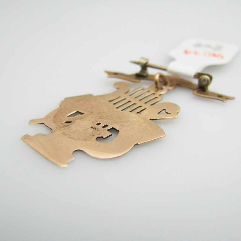 G079 Pretty 10k Yellow Gold Lyre Music Pin / Brooch - Etsy