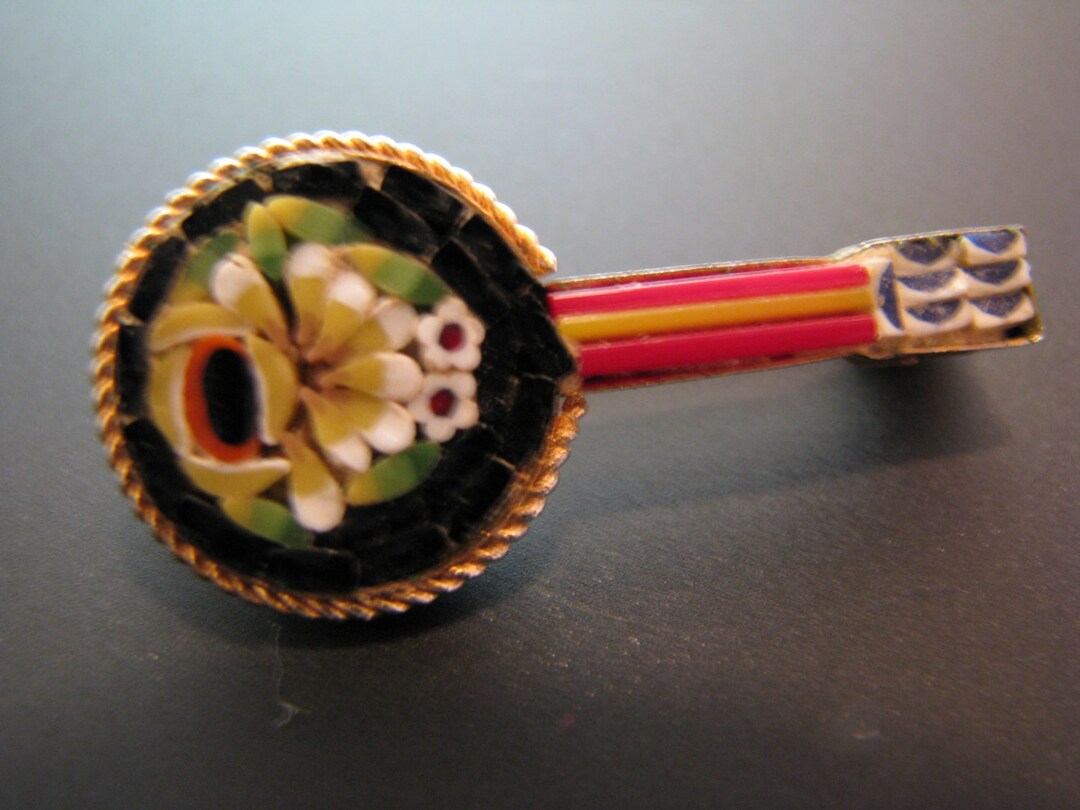 J010 Beautiful Vintage Italian Micro Mosaic Banjo Brooch - Etsy