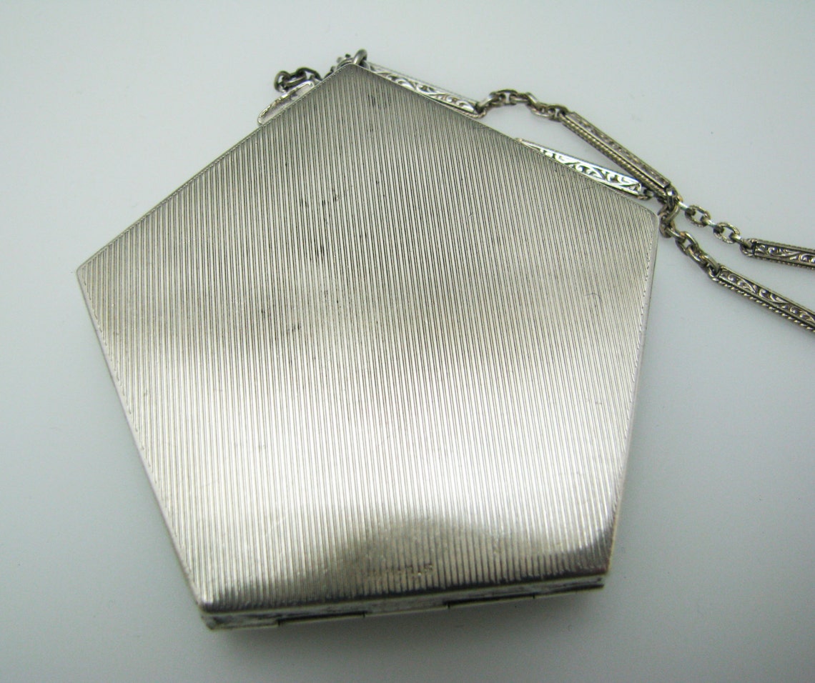 C002 Vintage Sterling Silver Wristlet Compact - Etsy