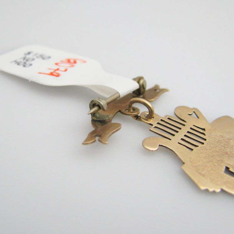 G079 Pretty 10k Yellow Gold Lyre Music Pin / Brooch - Etsy