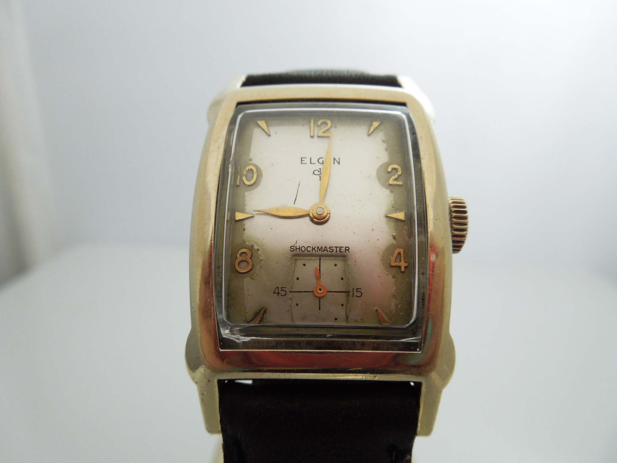G699 Men's Vintage Elgin Shockmaster Waterproof Mechanical Wristwatch ...