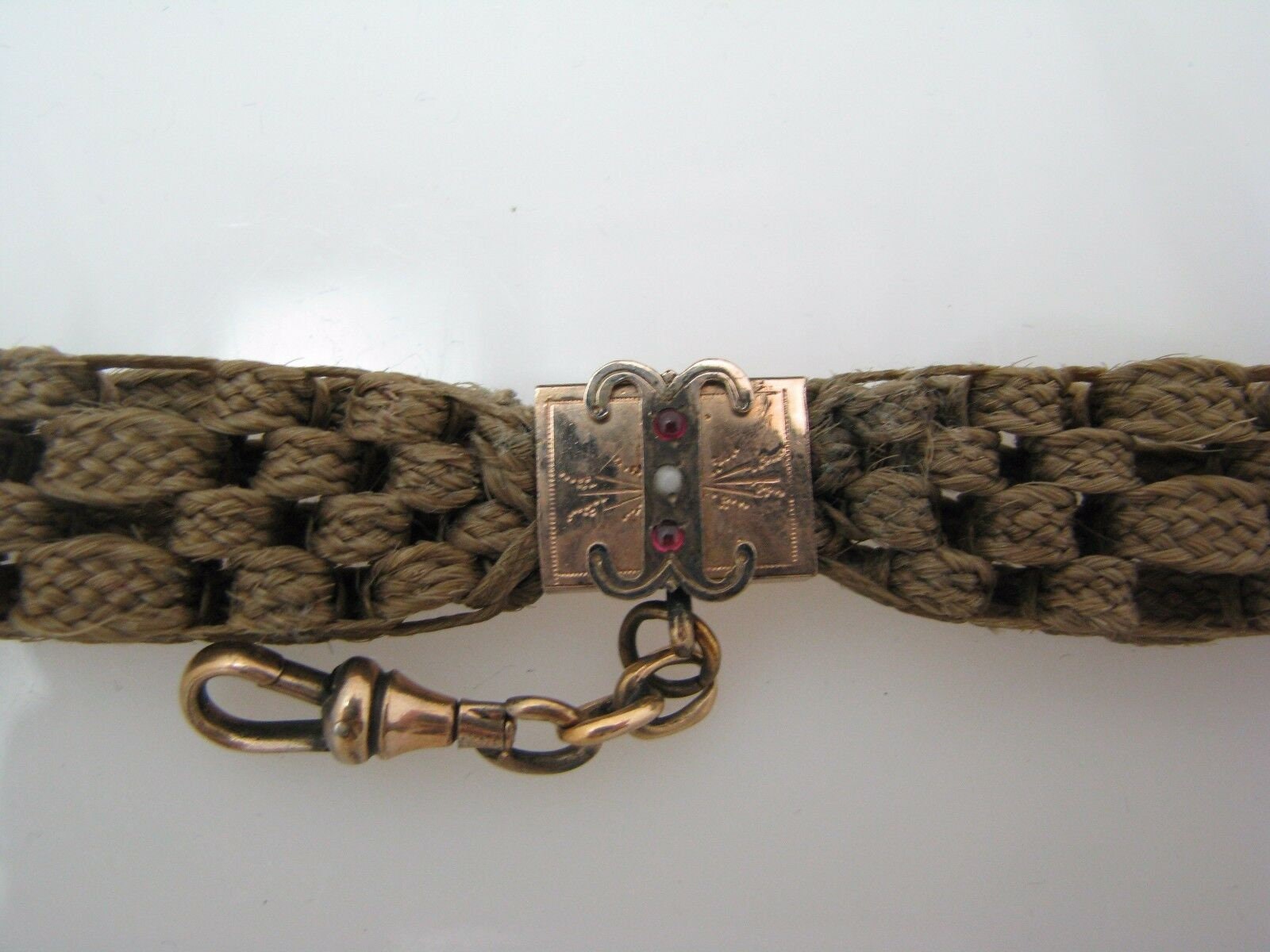 B021 Victorian Era Woven Hair Chain Necklace With Gold Filled Pendant ...