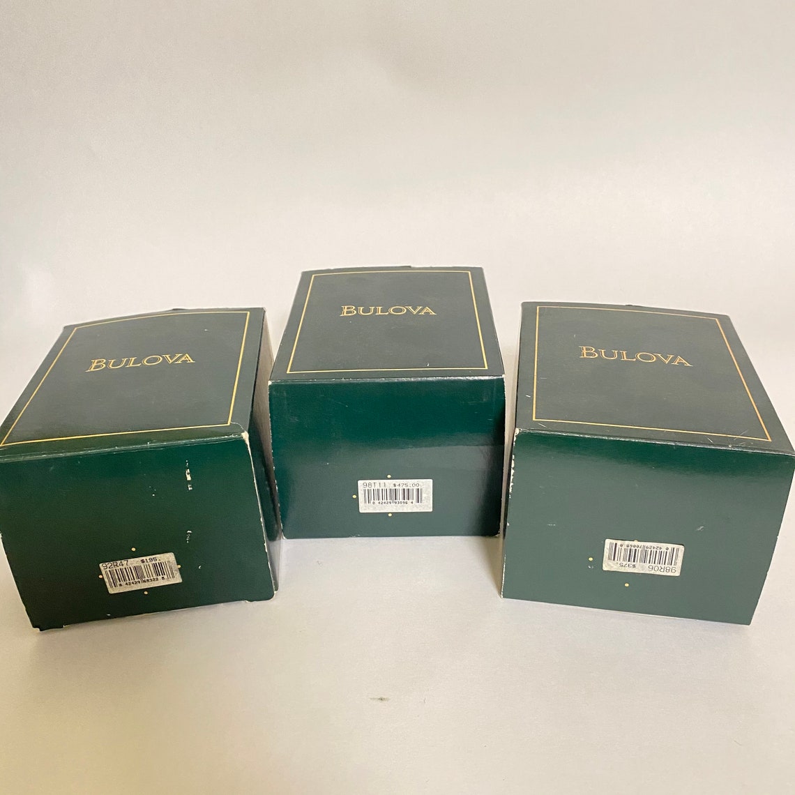 F500 Vintage Bulova Watch Empty Display Storage Collection Box Green ...