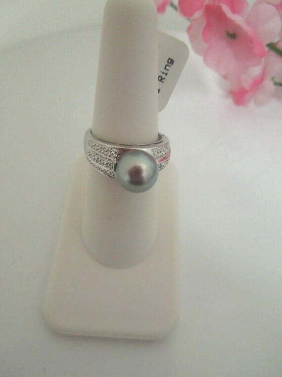 R926 14kt White Gold 9mm Tahitian Pearl and Diamond Ring Size - Etsy