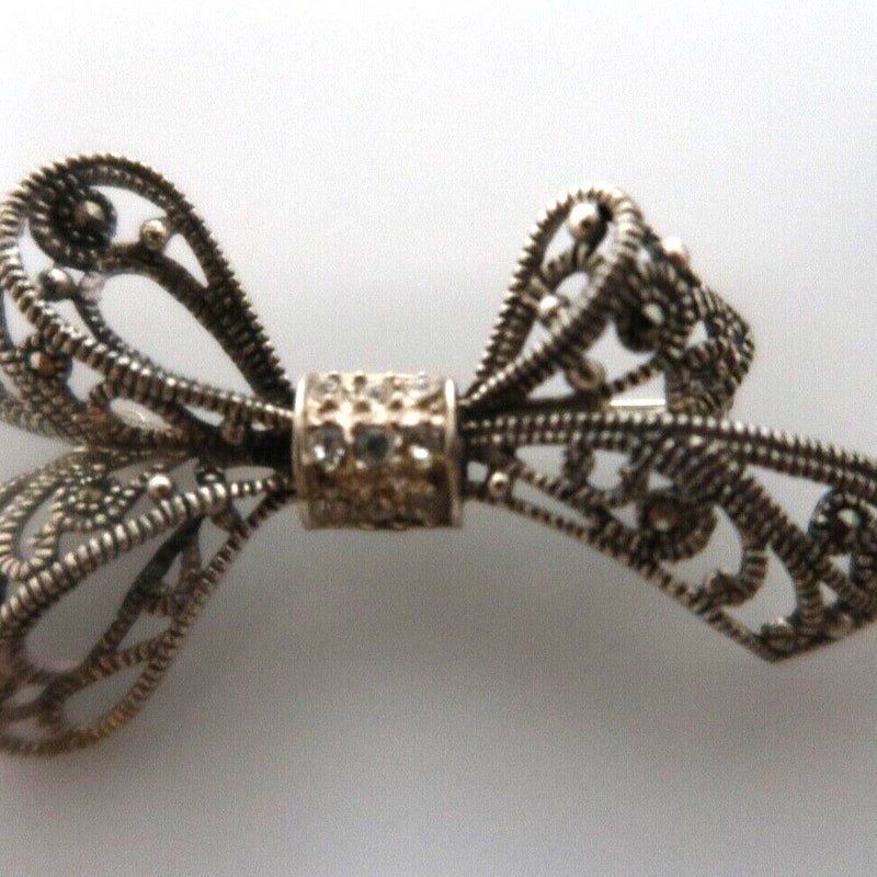 Marcasite Bow Brooch - Etsy