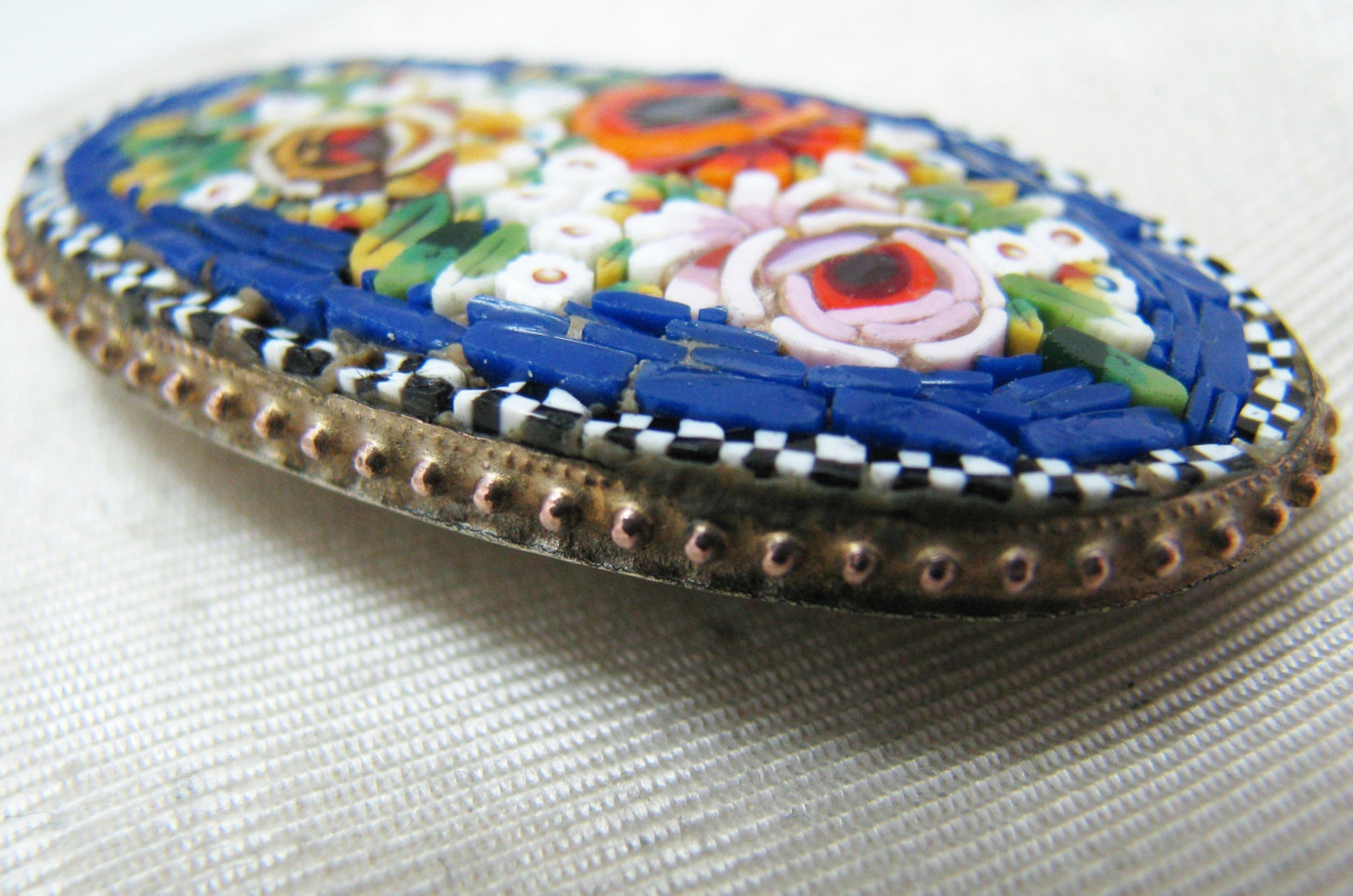 C067 Lovely Vintage Micro Mosaic Brooch With a Dark Blue - Etsy