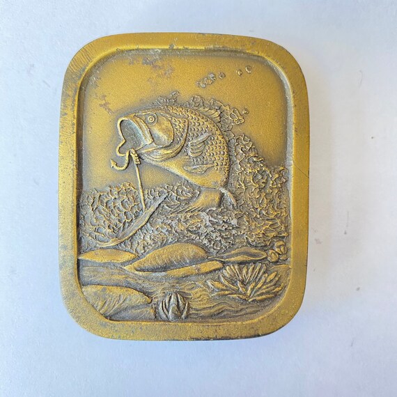 f706 Vintage Bass Fish Collectible Men's Belt Buckle … - Gem