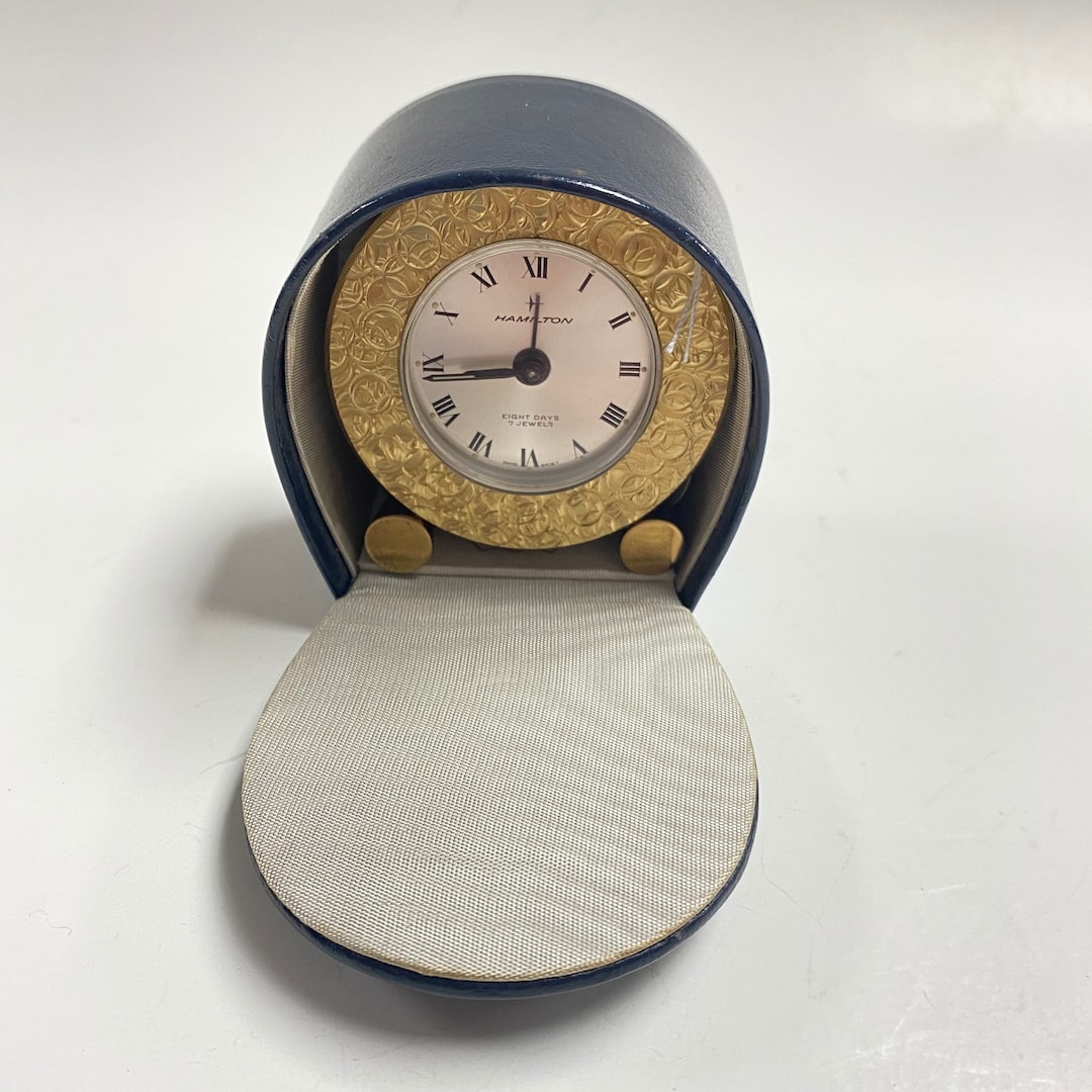 F495 Vintage Hamilton Swiss Made Mini Shelf Alarm Clock 8 Days 7jewels ...
