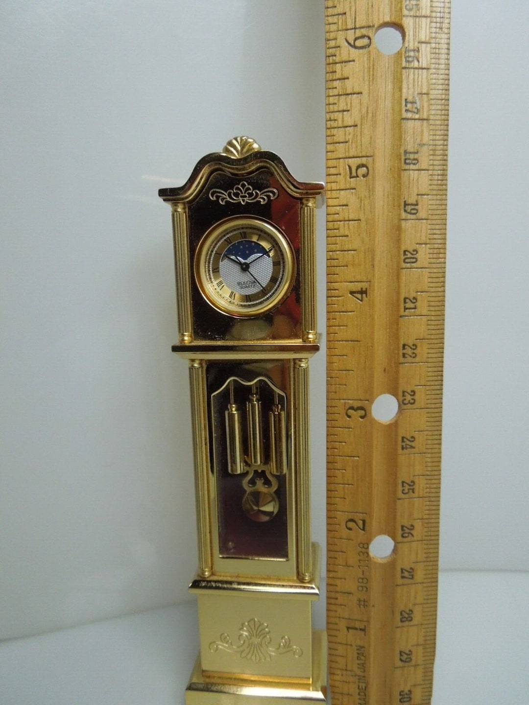 T013 Bulova Quartz Gold Tone Grandfather Miniature Clock 4 3/4" Tall - Etsy