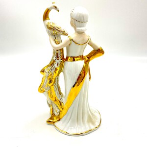 U798 Vintage Porcelain Peacock Princess Statue Stanning Gold Trim KPM ...
