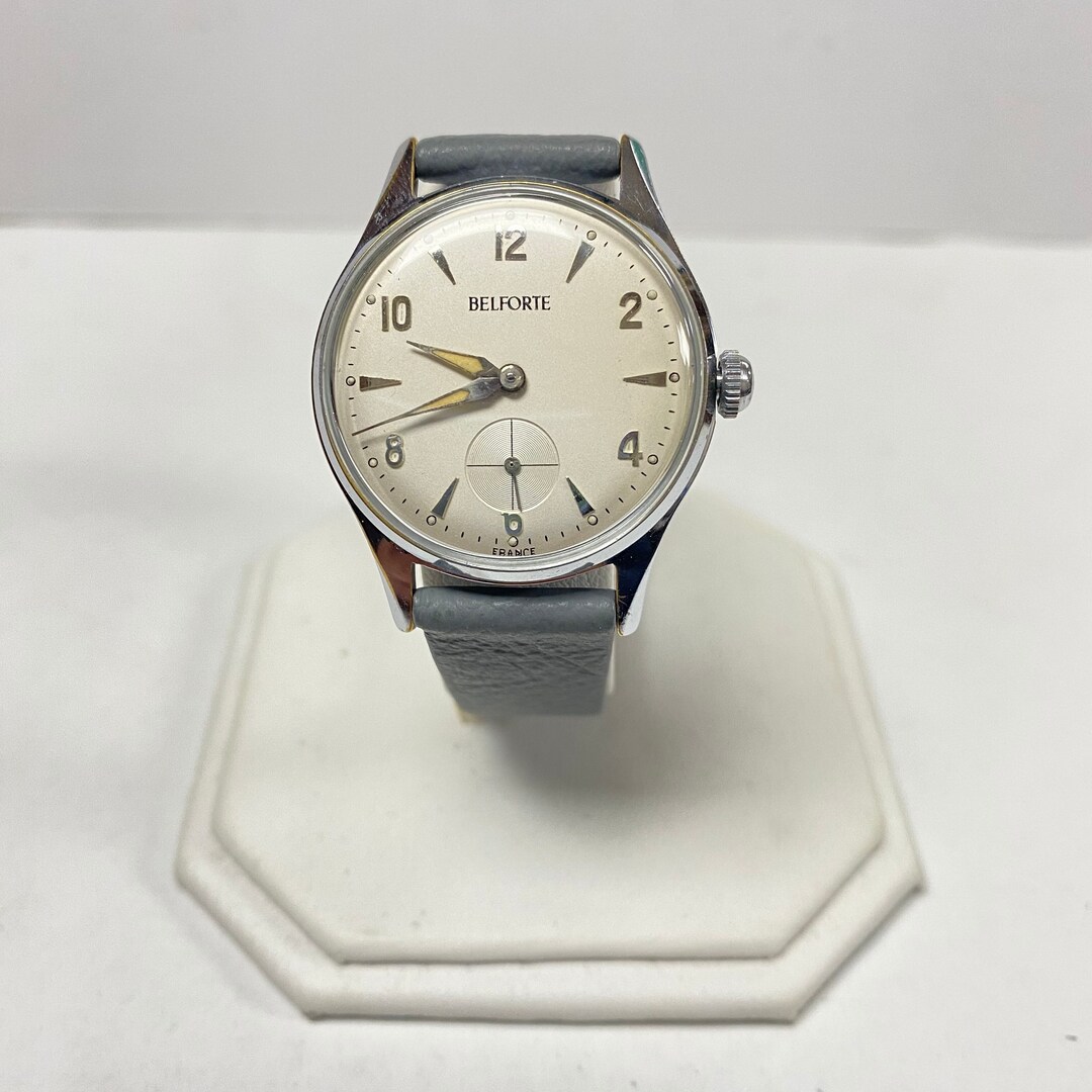F774 Vintage Belforte Mechanical Men's Wrist Watch Chromium & Stainless ...