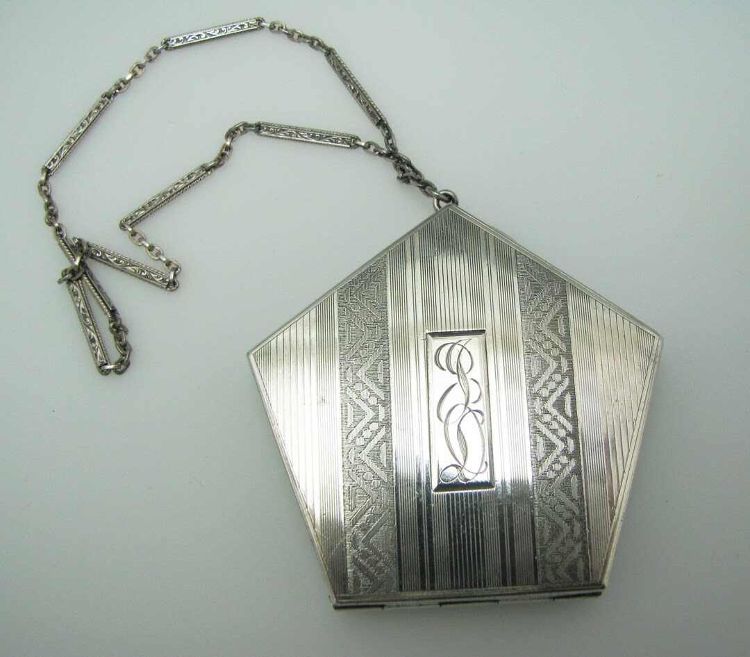 C002 Vintage Sterling Silver Wristlet Compact - Etsy