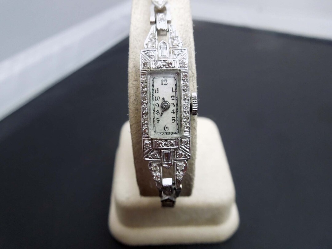 H504 Gorgeous Vintage Platinum 1930s Perfine Diamond Watch 14k Band - Etsy