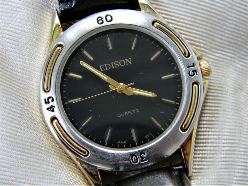 J453 Handsome Two Tone Quartz Edison Watch With Leather Band - Etsy