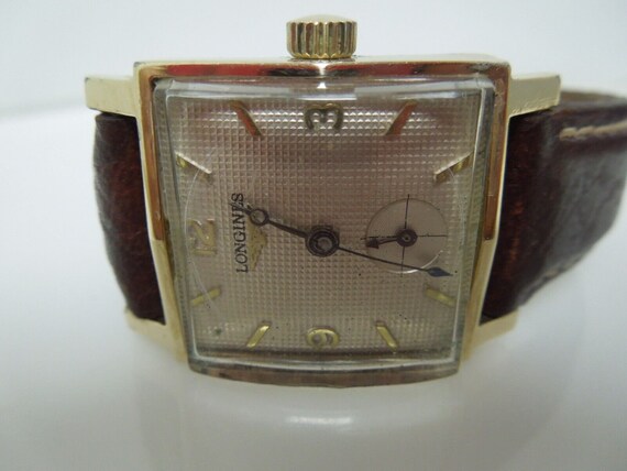 s546 1953 LONGINES Gents Waffle Dial Vintage Dress Wa… - Gem