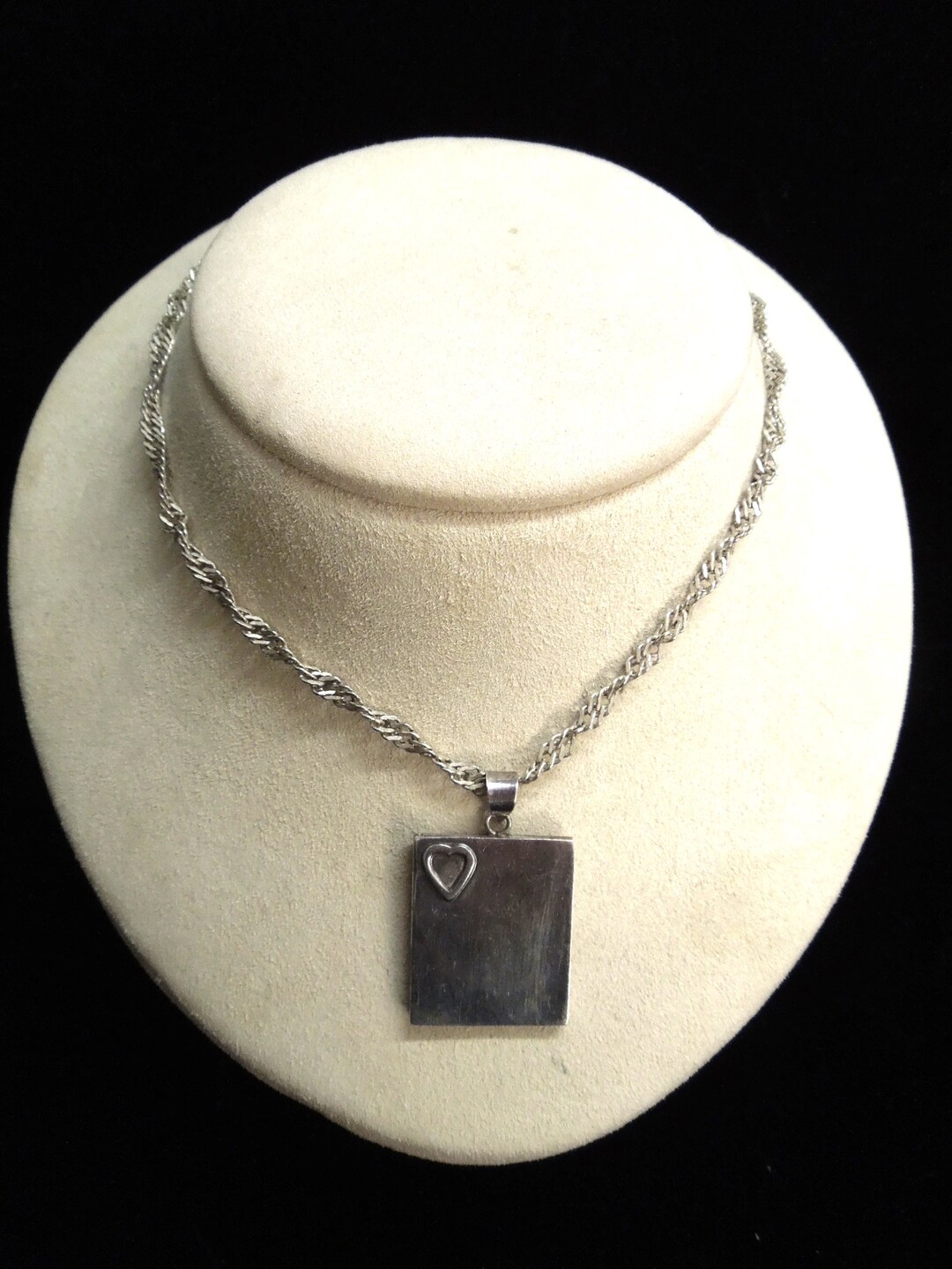 K573 Pretty Sterling Silver Book Locket on a 14" Silver Tone Chain - Etsy