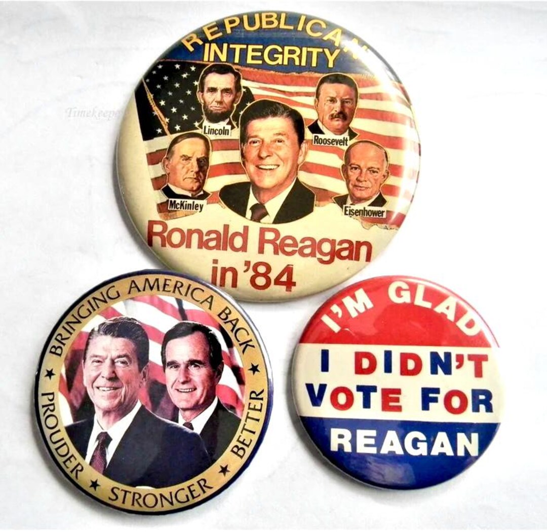 P272 Lot of Three Campaign Buttons, Reagan and No Reagan - Etsy