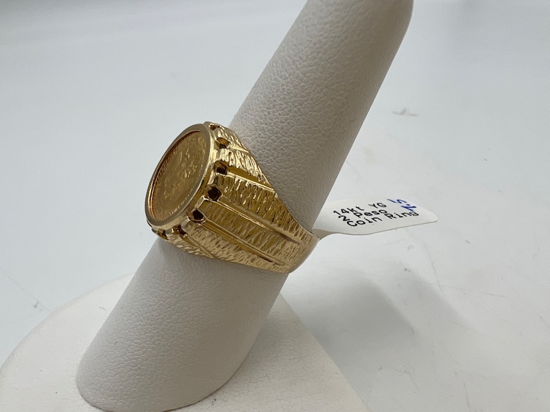 T779 Delicate Yellow Gold Dos Peso Coin Statement Ring - Etsy