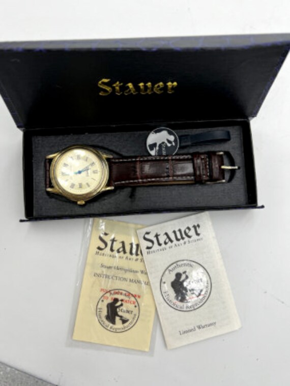t635 Stauer Metropolitan Gold Tone Wrist Watch - Gem