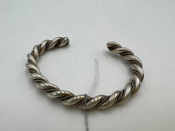 t746 Beautiful Sterling Silver Rope Braid Bangle Brac… - Gem