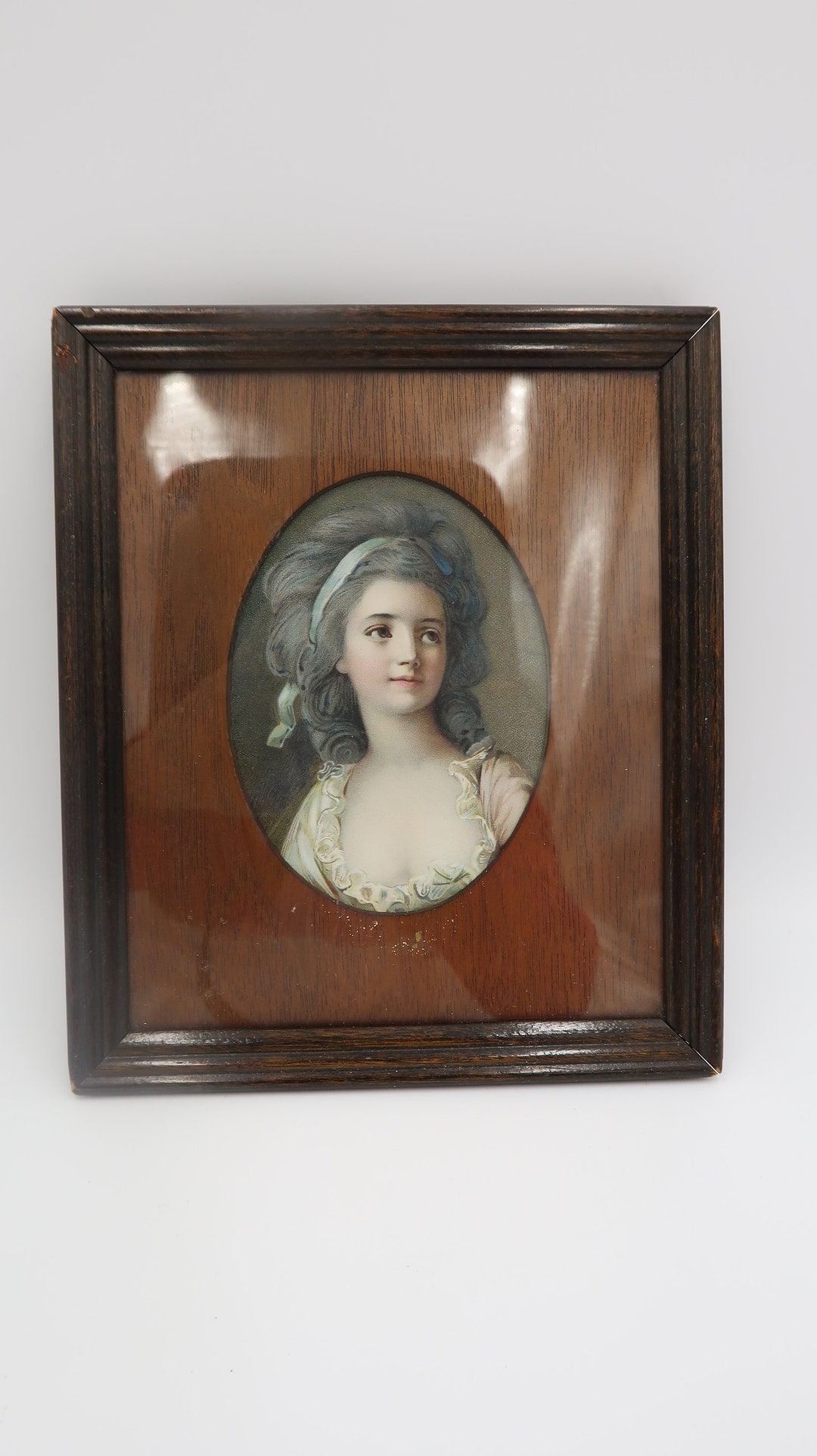 T557 Antique 1800's Miniature Mini Original Painting Portrait Grafin ...