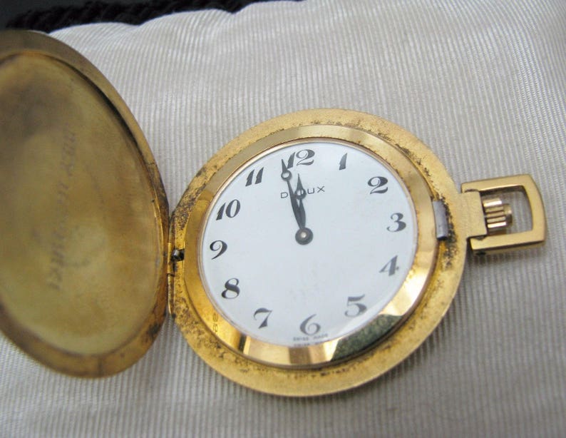 C336 Handsome Vintage Dulux Pocket Watch in Gold tone | Etsy