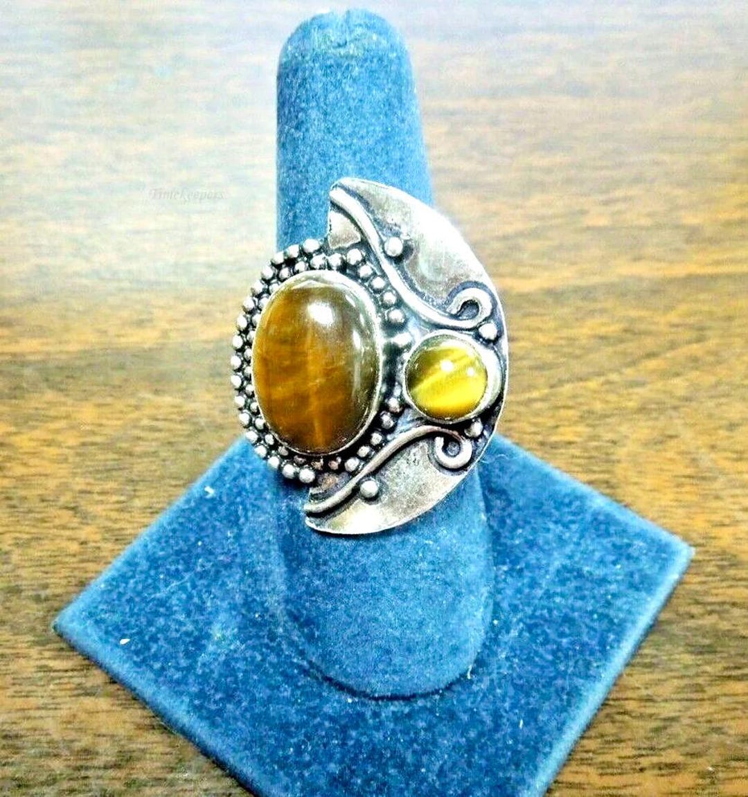 R616 Vintage Sterling Silver 925 Tiger Eye Ring Size 8-1/2 Signed - Etsy