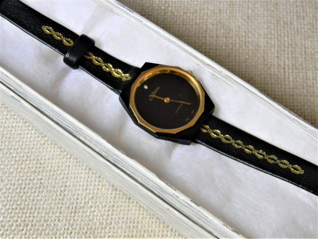 J375 Nice Women's Marcel Quartz Watch in Black and Gold - Etsy