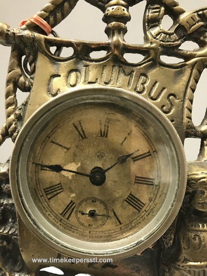 C284 Antique Cast Iron Columbus 1492 Boat Standing Clock 1892 - Etsy UK