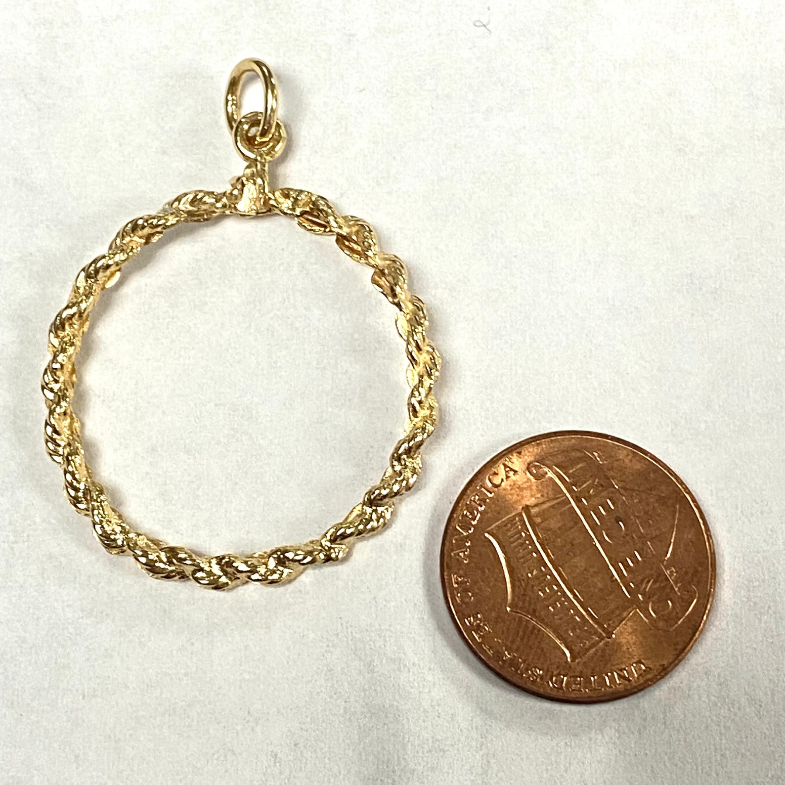 U502 Vintage 14k Yellow Gold Rope Coin Bezel Elegant Pendant Charm - Etsy