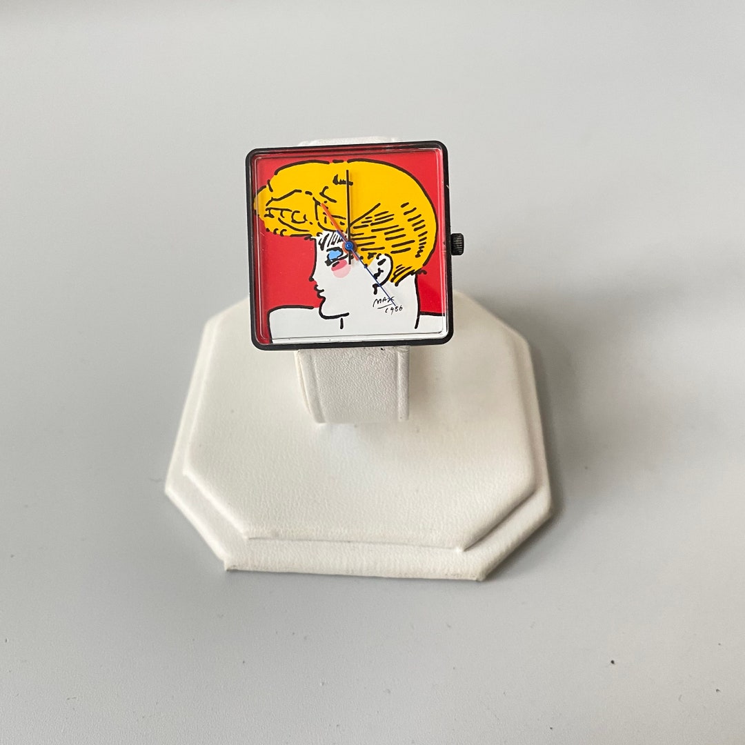 F806 Vintage Peter Max 1986 Men's Wrist Watch Stainless Steel Back ...