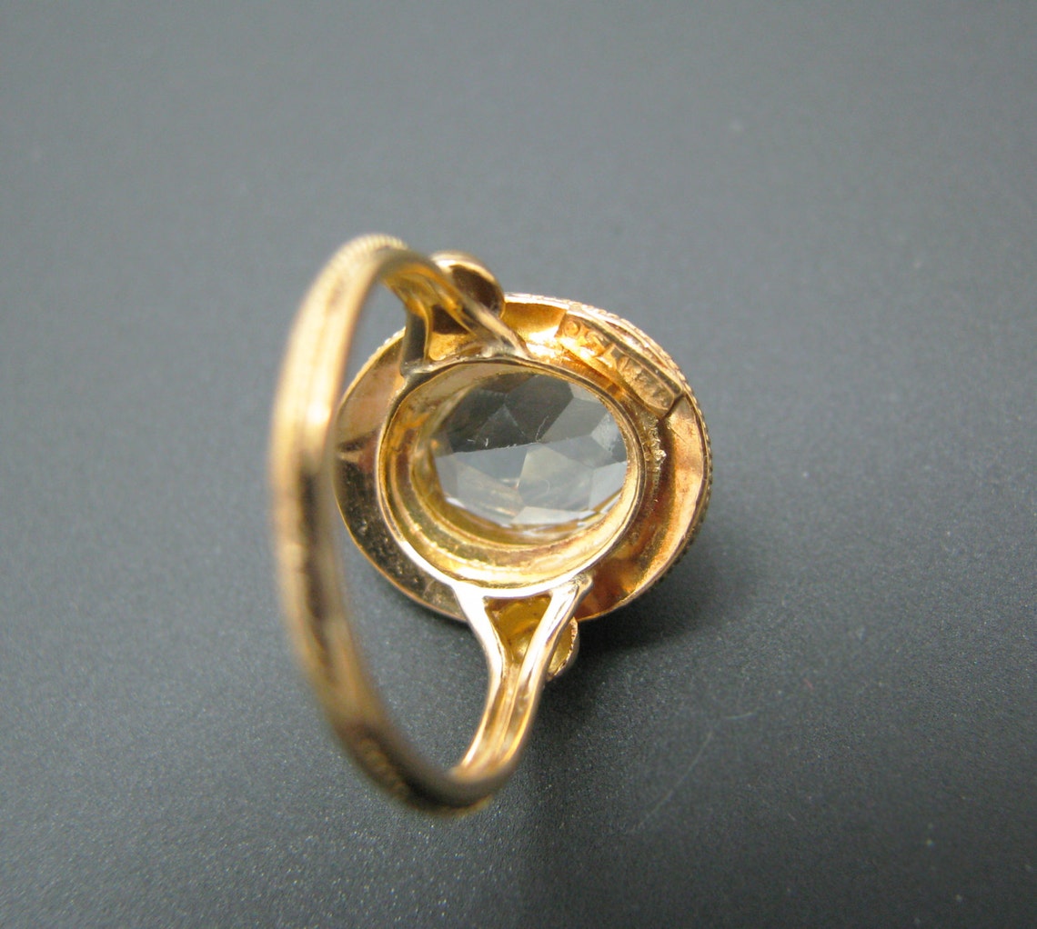 C039 Pretty Vintage 18k Yellow Gold ring with a Large Very | Etsy