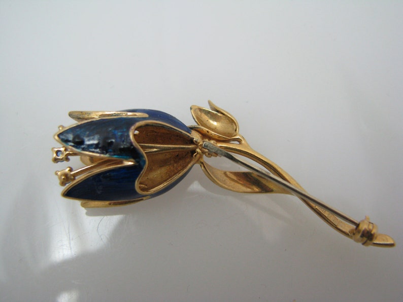 A733 Beautiful Enameled Blue Tulip Brooch - Etsy